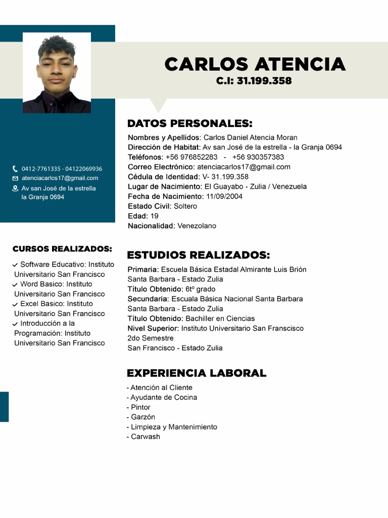 Curriculum Carlos Atencia | PDF