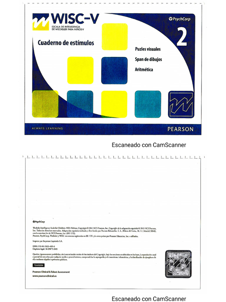 WISC - V_Cuadernillo de Estimulos_Puzzles Visuales-Spam de Dibujos y ...