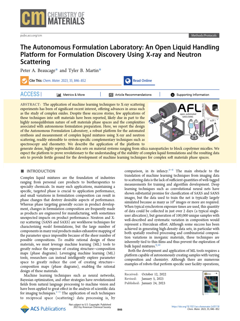 Beaucage Martin 2023 The Autonomous Formulation Laboratory An Open Liquid Handling Platform For ...