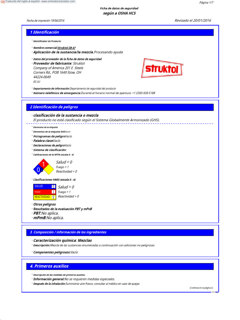 Struktol ZB 47 (US) - SDS - En.es | PDF