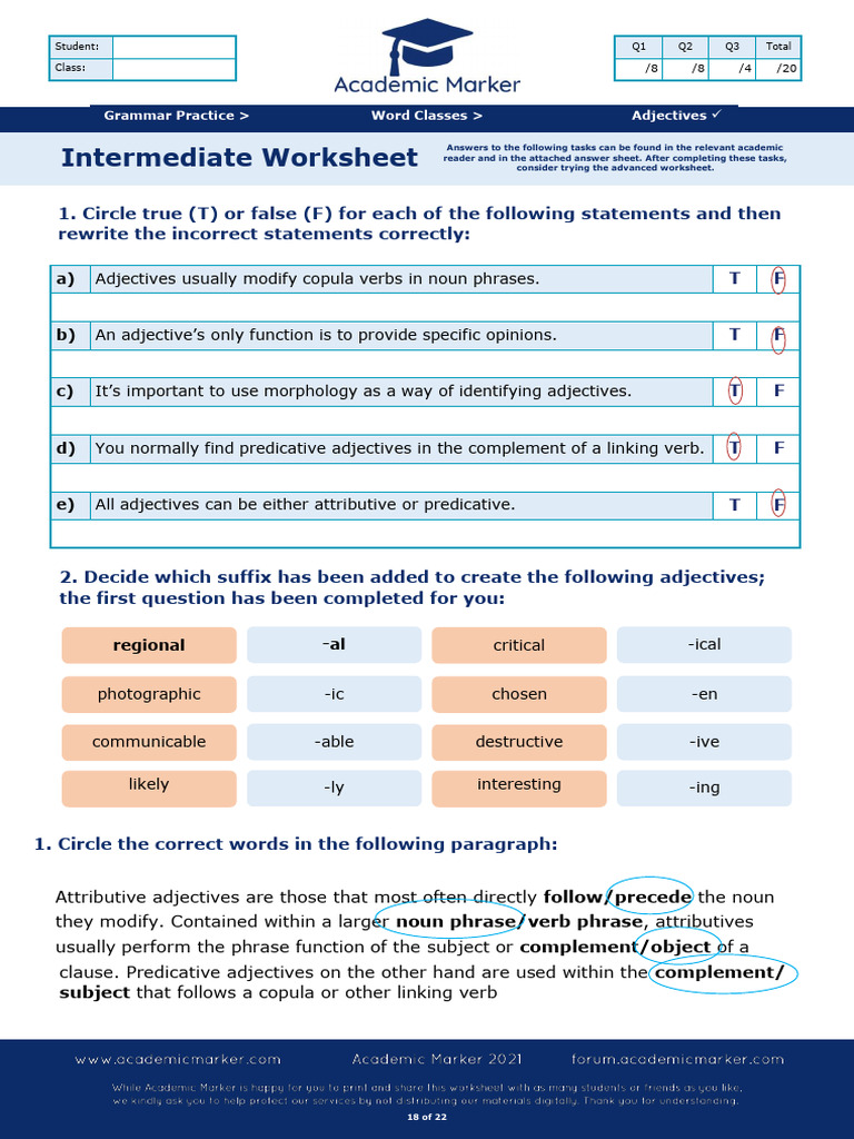 Adjectives Intermediate | PDF