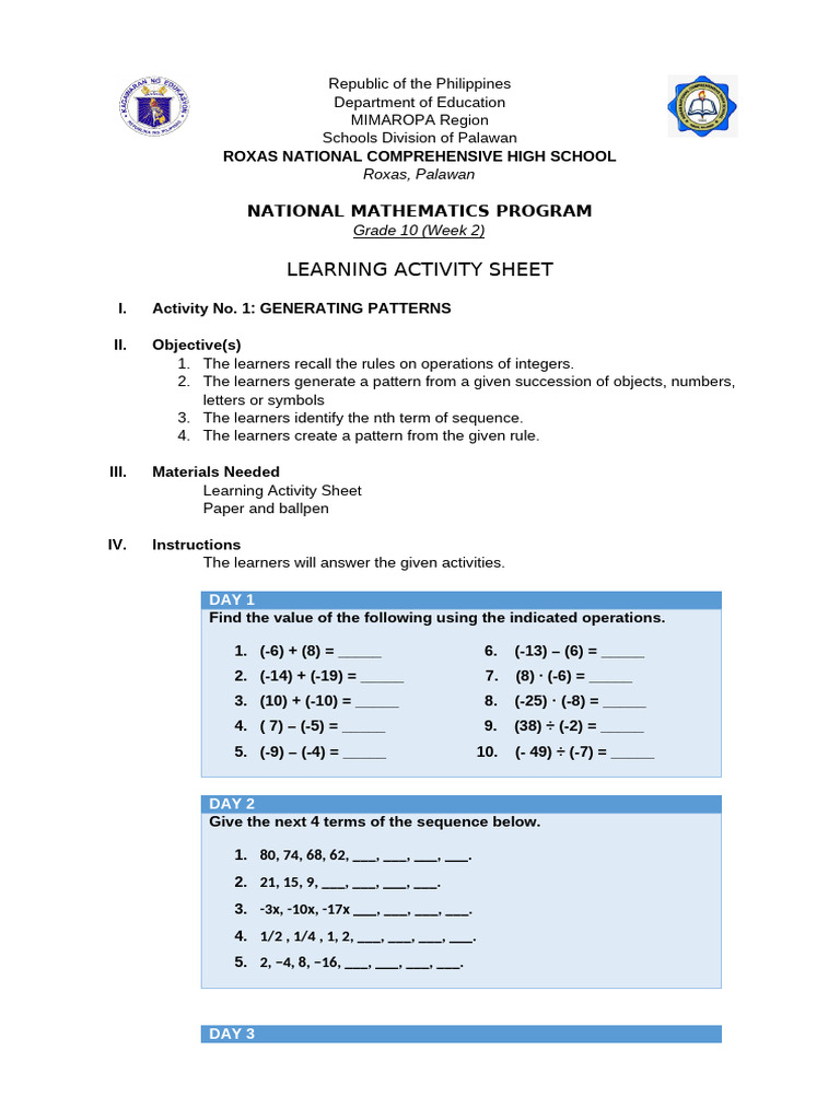 LAS G10 Week 2 | PDF | Elementary Mathematics | Career & Growth