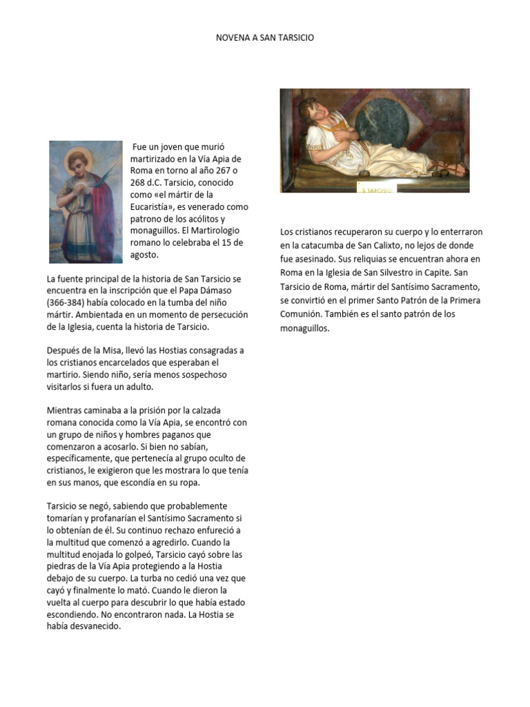 Novena san tarcisio 2024 | PDF