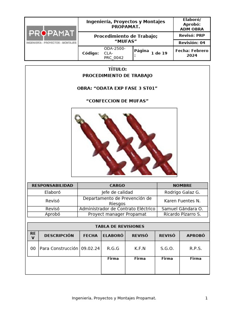 ODA-2500-CAL-PRC - Nº0042 - REV.00 - PROC - MUFAS Rev2 | PDF