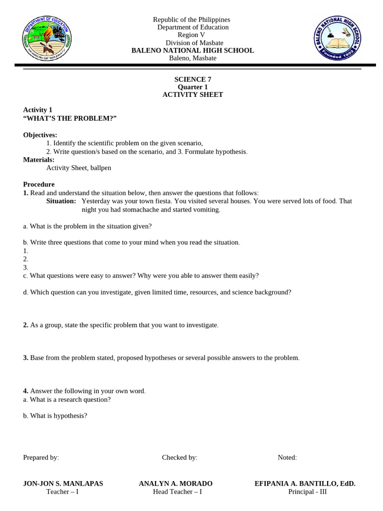 Science Lab Sheet 1 | PDF