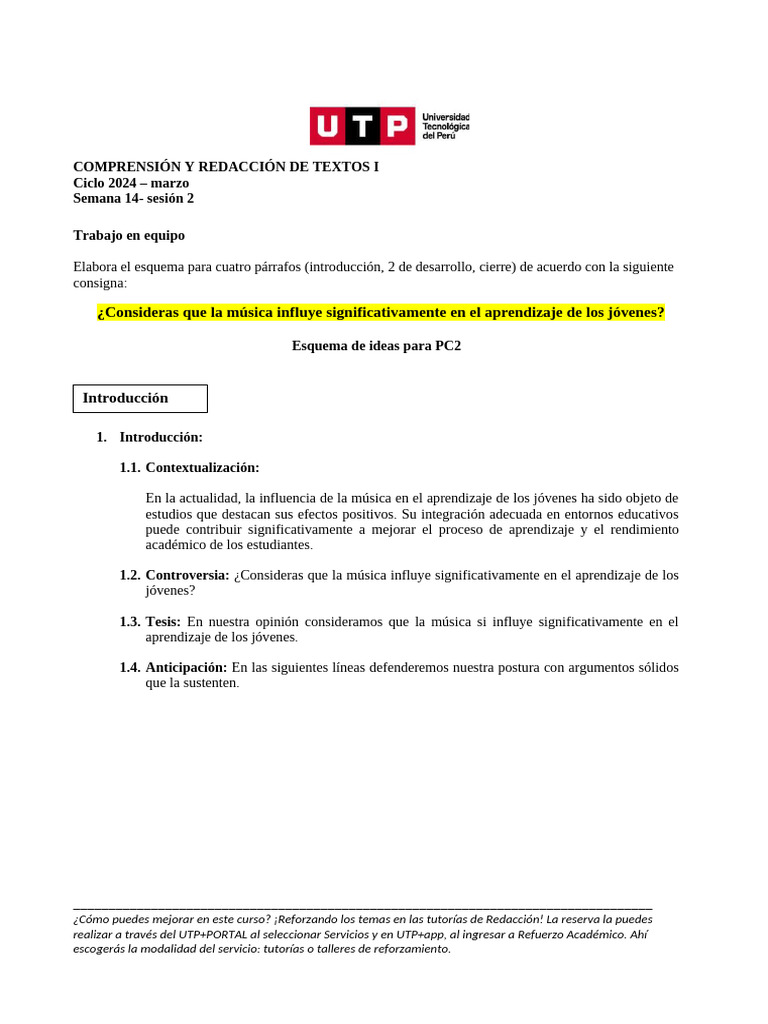 S14.s1 - Esquema de Ideas PC2 PT 1 | PDF