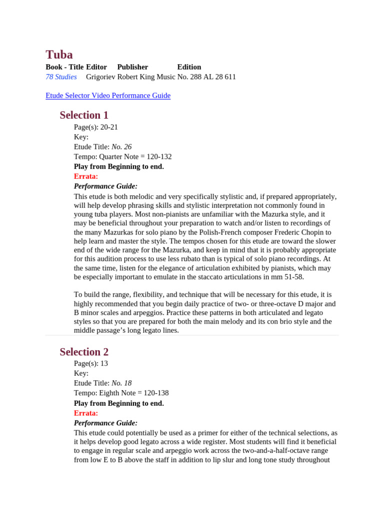 Tuba Performance Guide | PDF