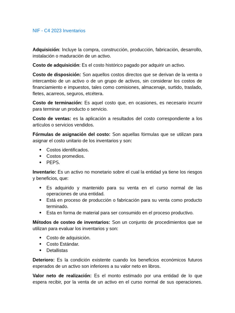 Conceptos NIF C4 2023 | PDF