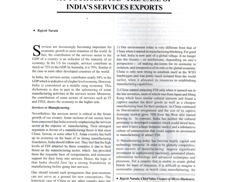 Services Vs Manufacturing-JIMS | PDF