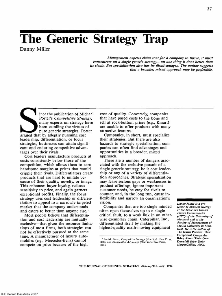 The Generic Strategy Trap | PDF