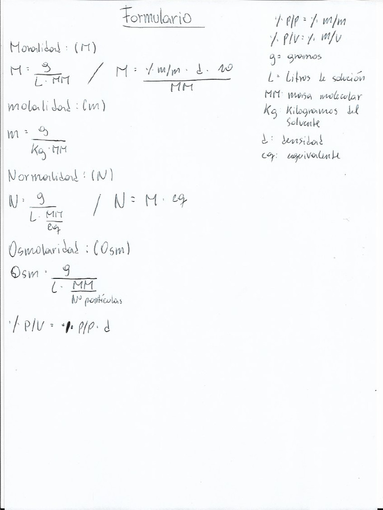 Formulario Química General 2. | PDF