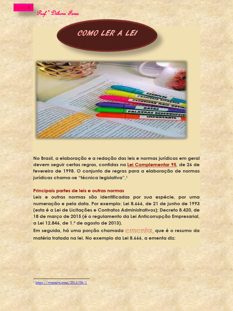 Aprendendo A Ler A Lei | PDF