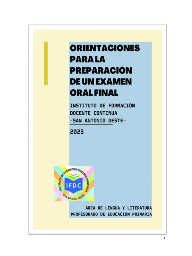 Orientaciones Examen Oral Final PDF | PDF