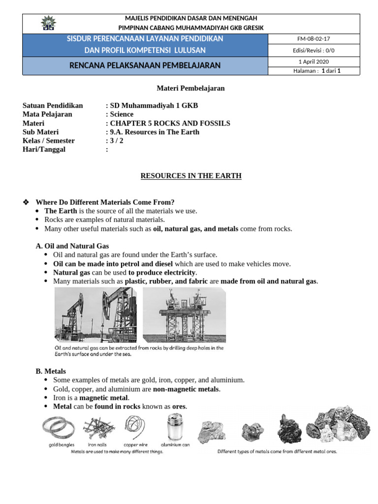 Science 3 - Chapter 9A Rocks and Fossils - (Resources in The Earth) | PDF