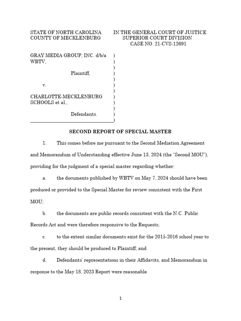 WBTV V CMS Second Report of Special Master | PDF