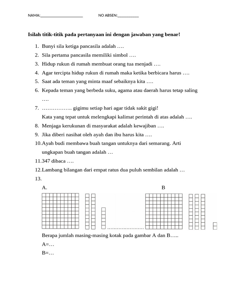 SOAL KELAS 2b | PDF