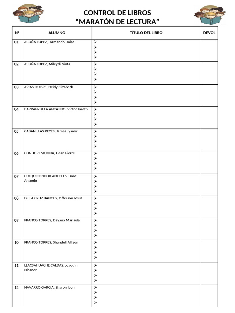 CONTROL DE LIBROS | PDF