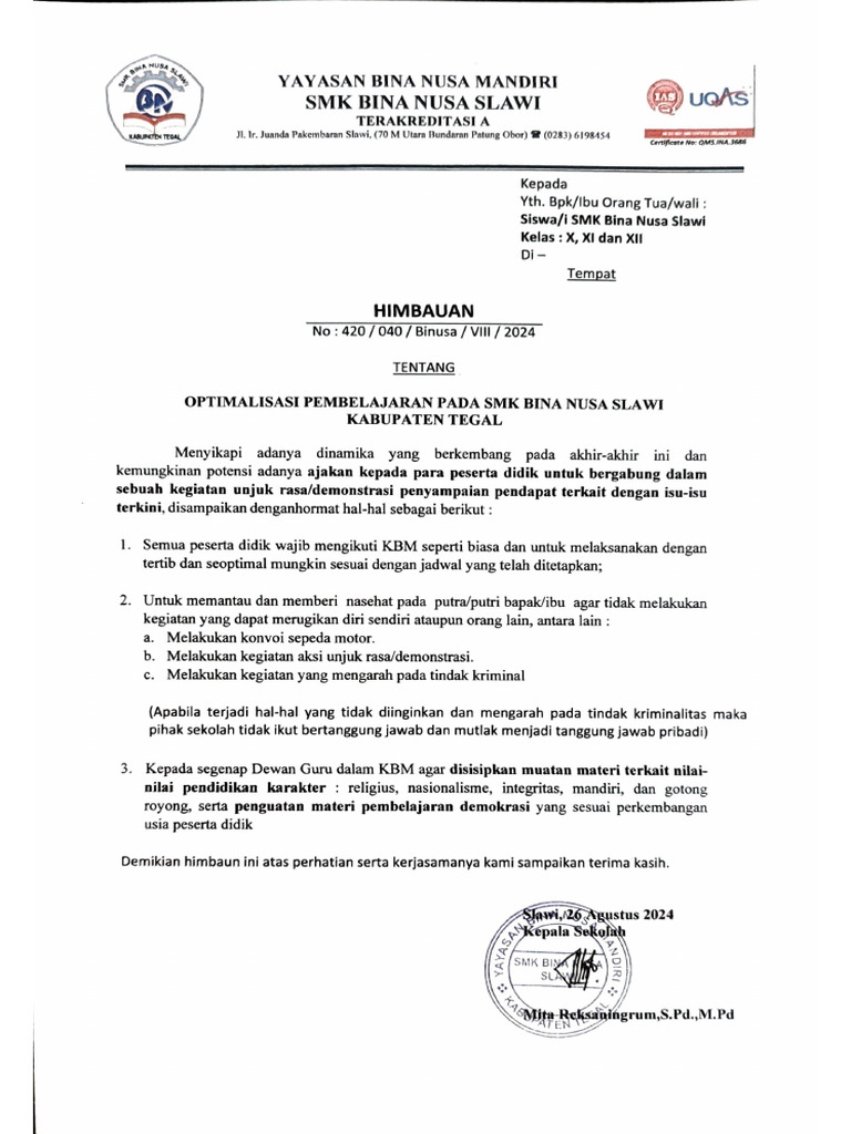 Surat Himbauan | PDF