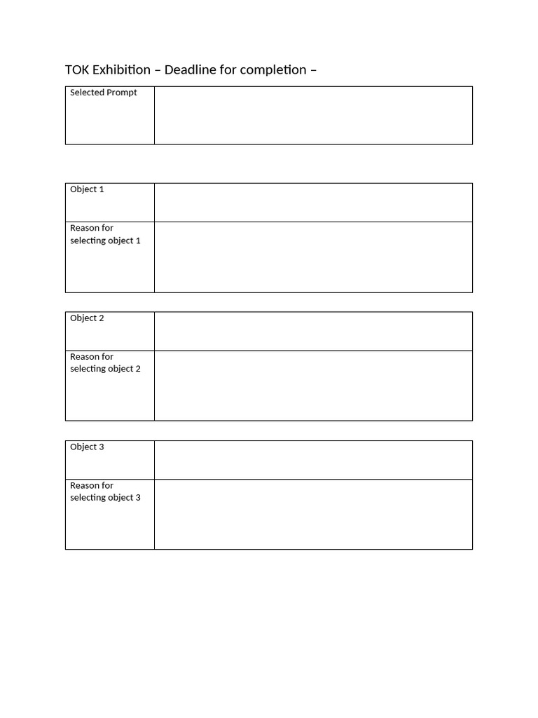 TOK Exhibition - Planning - The Basics | PDF