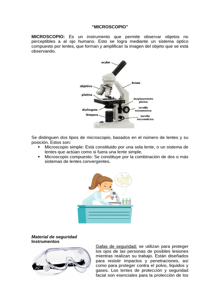 Tipos de Microscopios y Equipos de Seguridad | PDF | Lentes | Salud y ...
