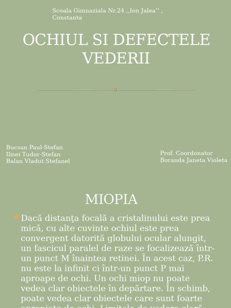Ochiul Si Defectele Vederii 8B | PDF