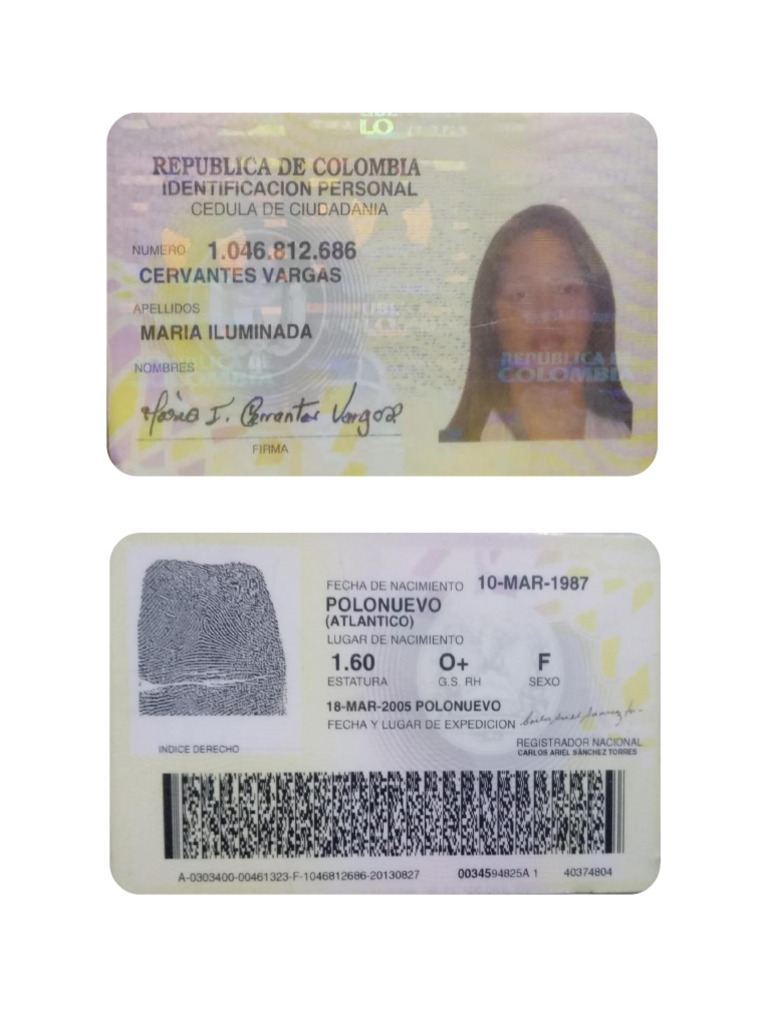 Cedula María Iluminada Cervantes Vargas | PDF