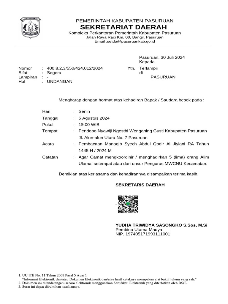 Undangan Manaqib 5 Agustus | PDF