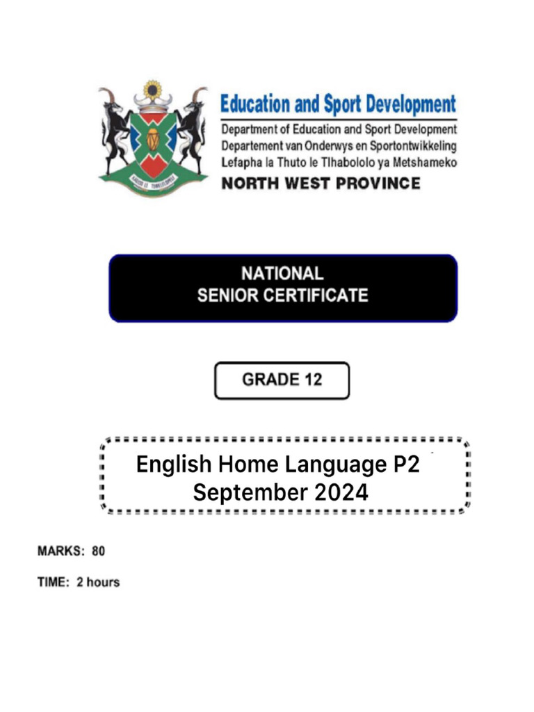 English Paper 2 September 2024 | PDF