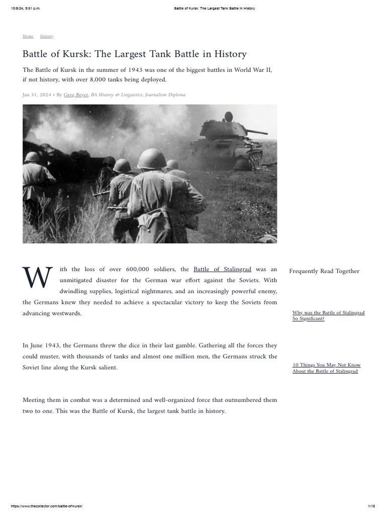 Battle of Kursk - The Largest Tank Battle in History | PDF | Battle Of ...