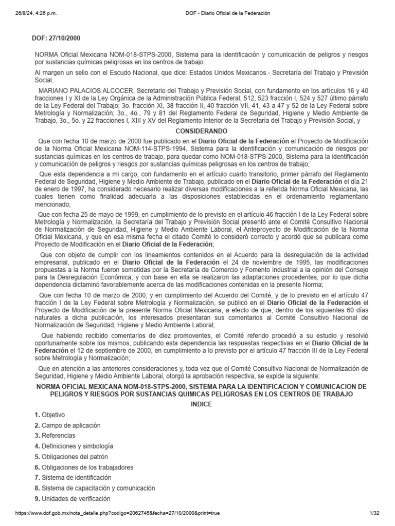 Nom 018 STPS 2000 | PDF