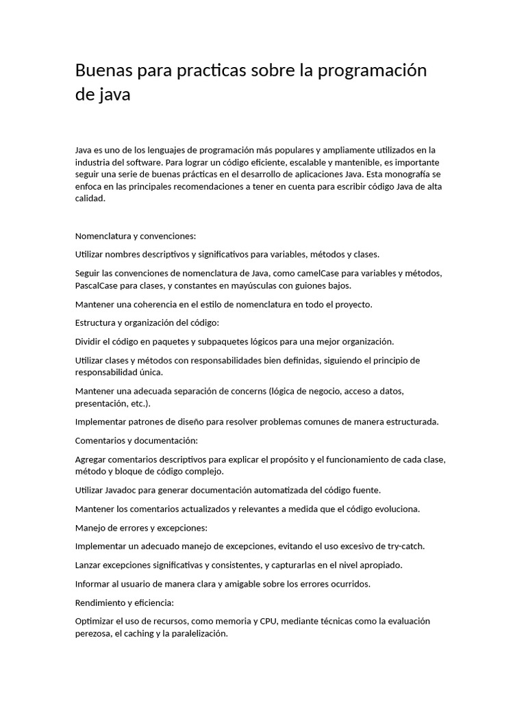 Buenas para Practicas Sobre La Programación de Java | PDF