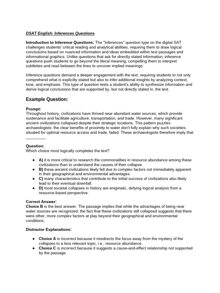 Mastering SAT Inference Questions | PDF | Inference | Reason