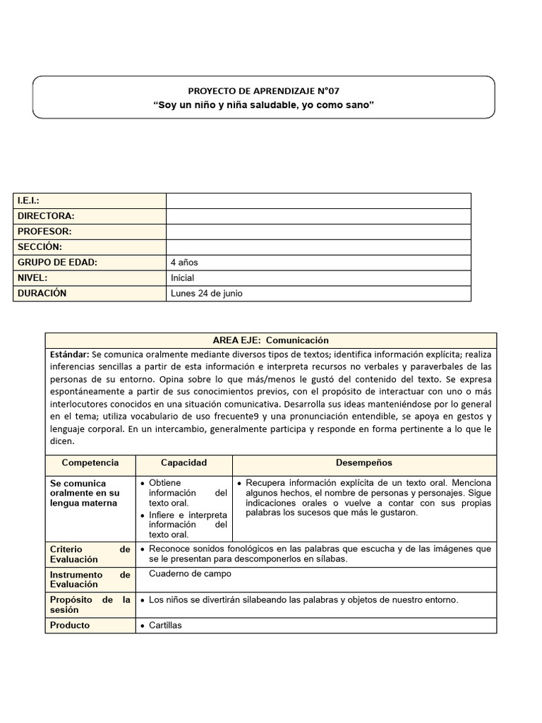 Proyecto de Aprendizaje N°07 | PDF