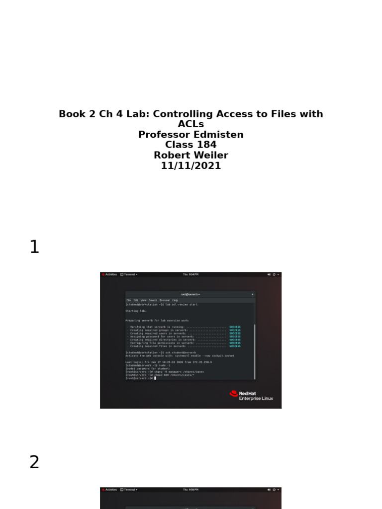 Book 2 CH 4 Lab Controlling Access To Files With ACLs Lab | PDF