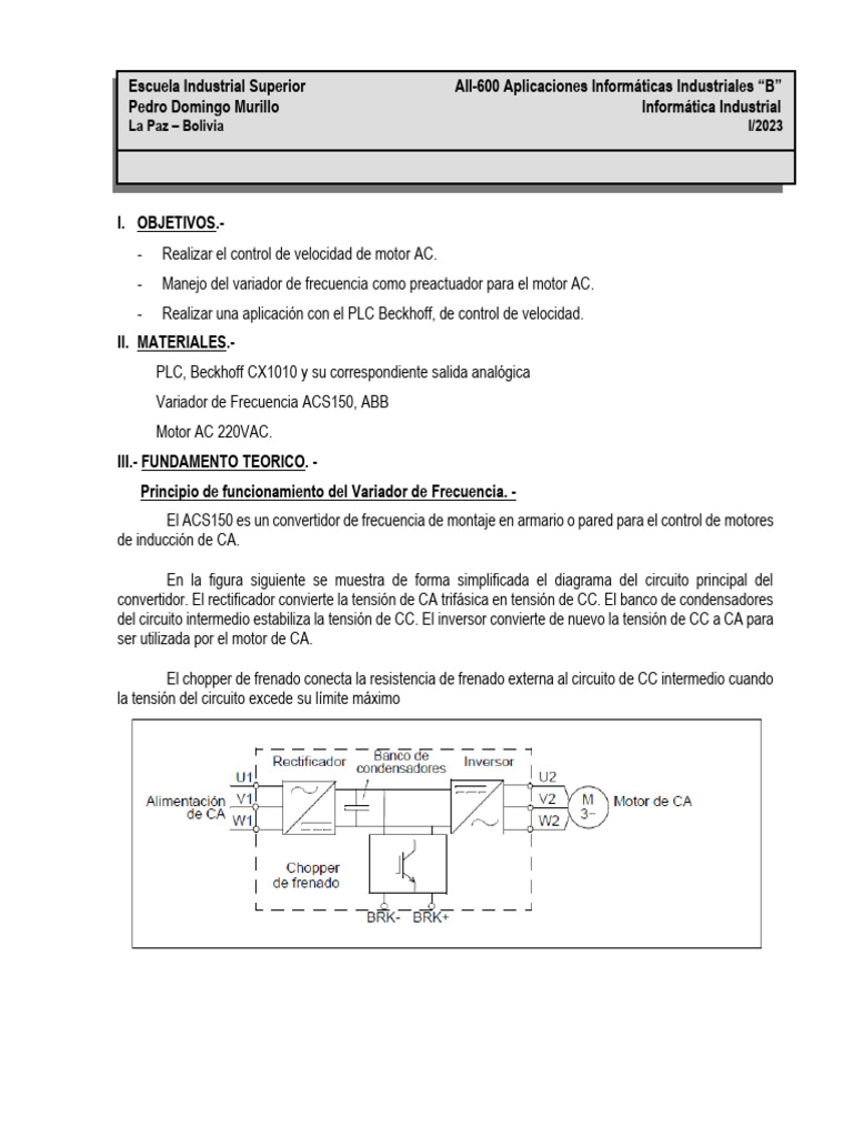 Lab 12 Control De Velocidad De Motor Ac Ii 2023 Pdf