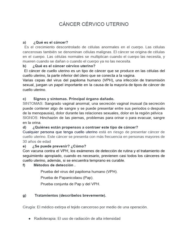 Cáncer Cérvico Uterino | PDF