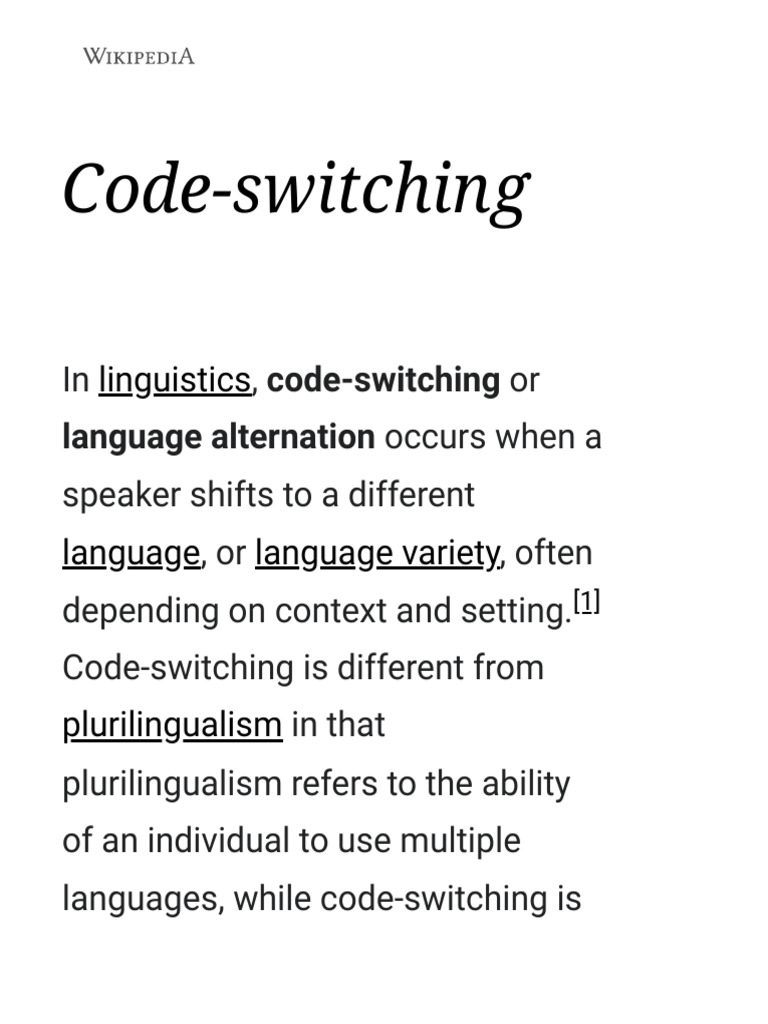 Code Switching Wikipedia | PDF