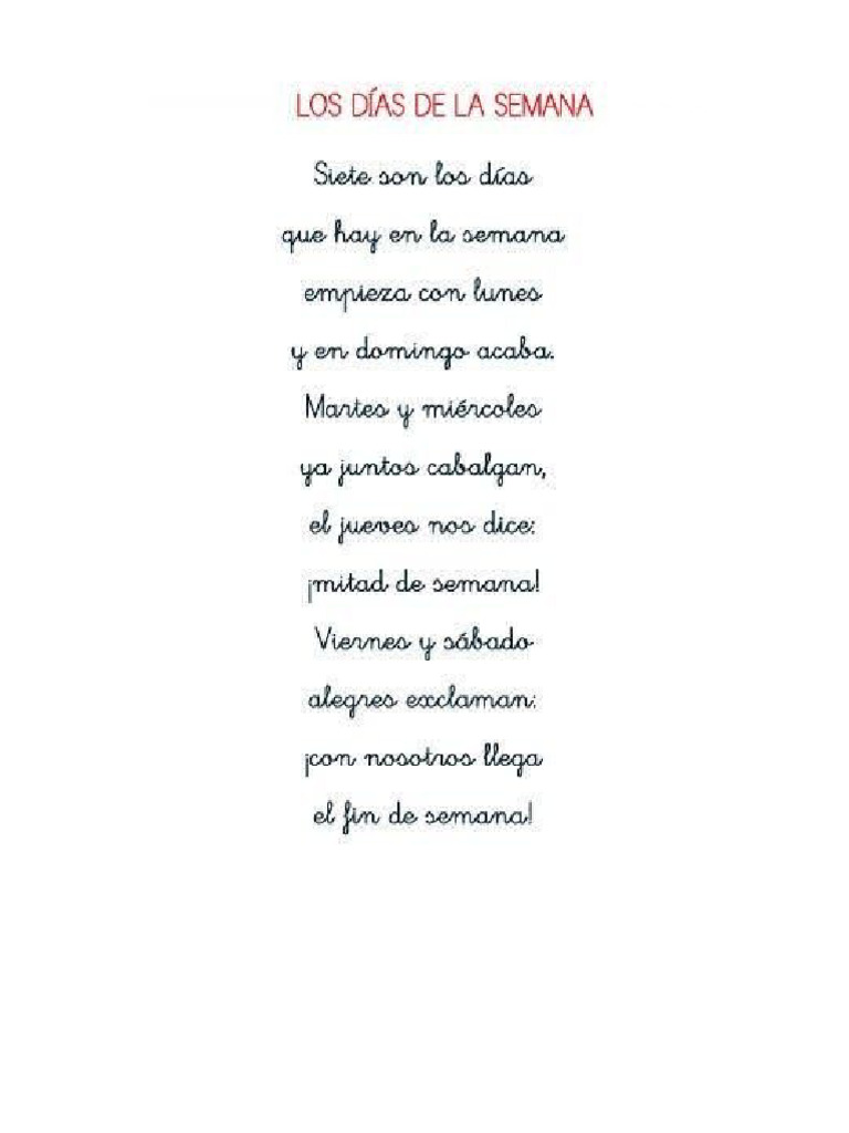 Poema Días de La Semana | PDF