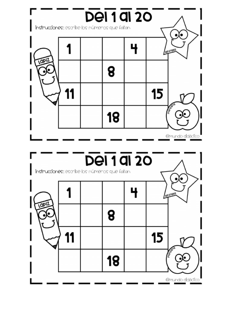 Completar Números Hasta El 20 | PDF