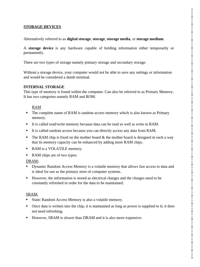 Storage Devices Notes - 122733 | PDF
