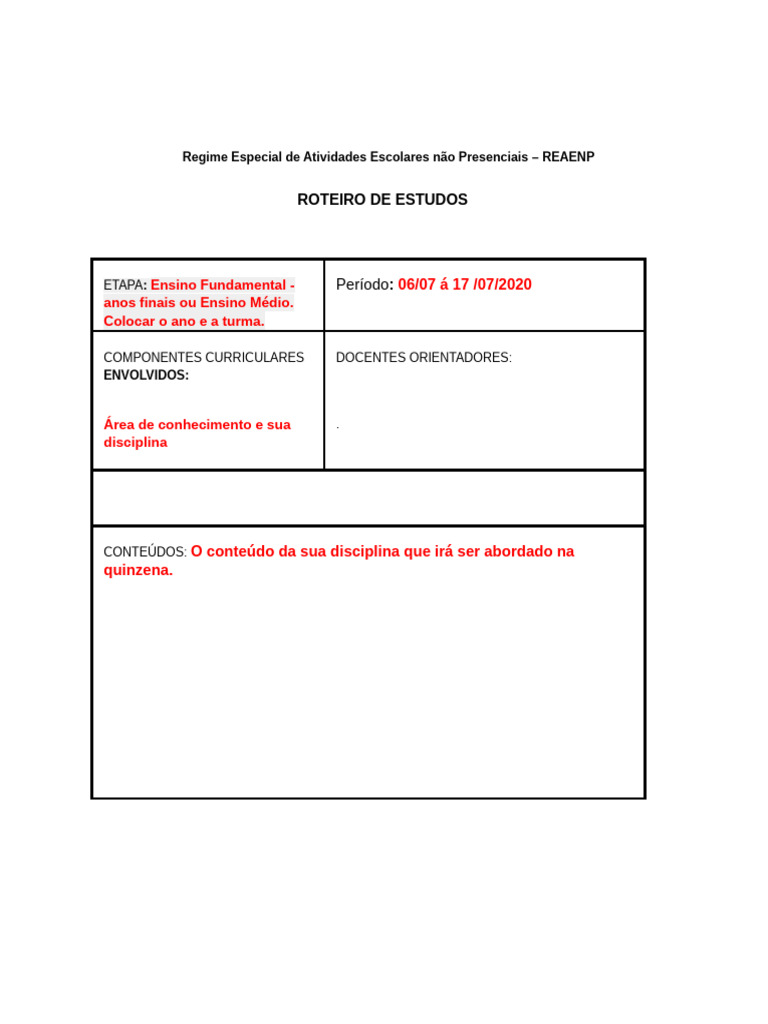 Modelo de Roteiro | PDF