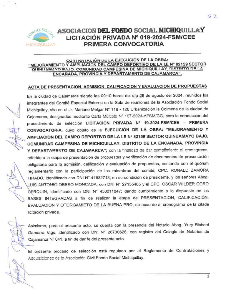 Acta de Buena Pro | PDF