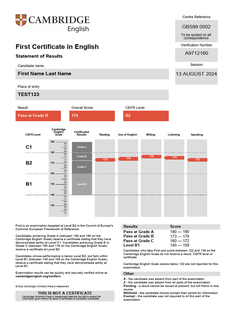 b2 First Sample Statement of Results | PDF