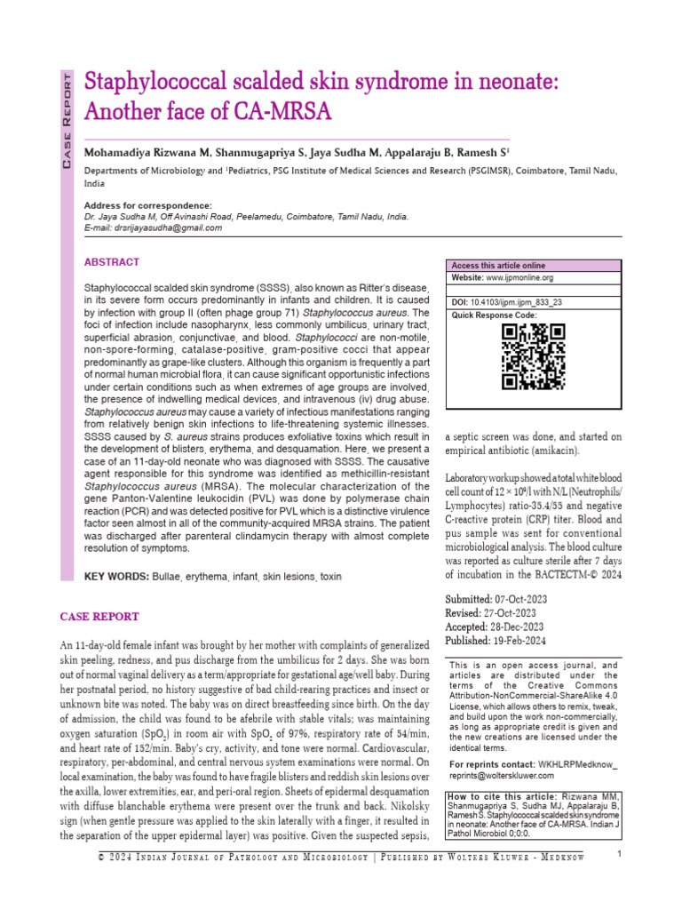 Staphylococcal Scalded Skin Syndrome in Neonate .148 | PDF