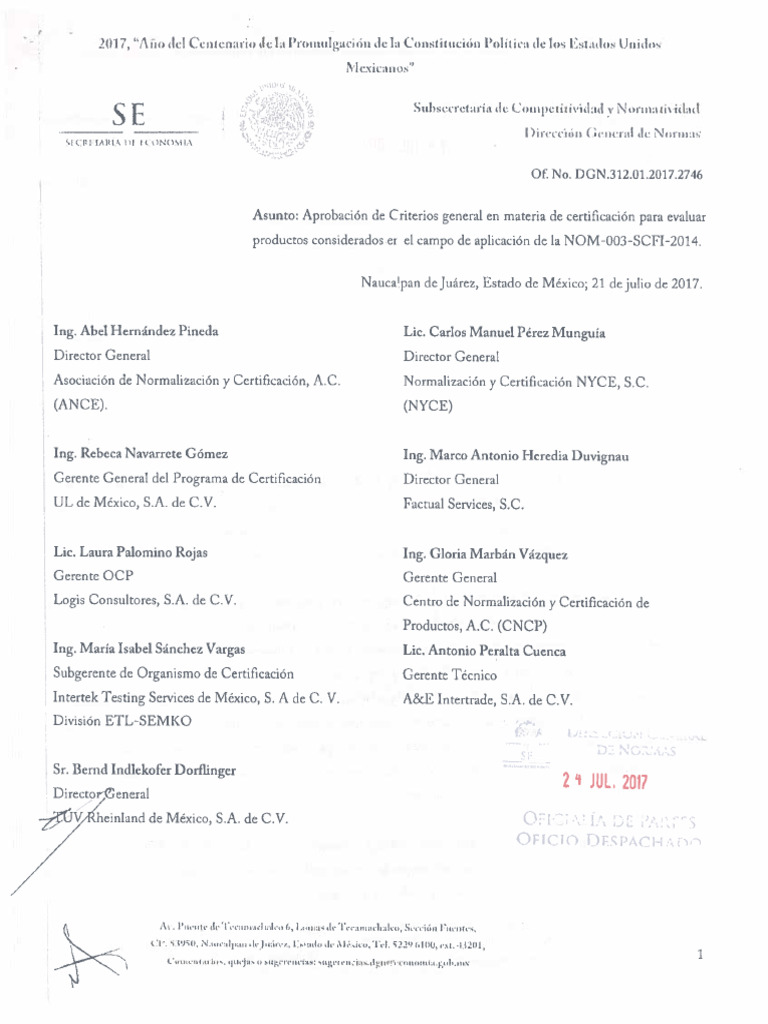 Criterios en Materia de Certificaci N NOM-003-SCFI-2014 Parte 1 | PDF