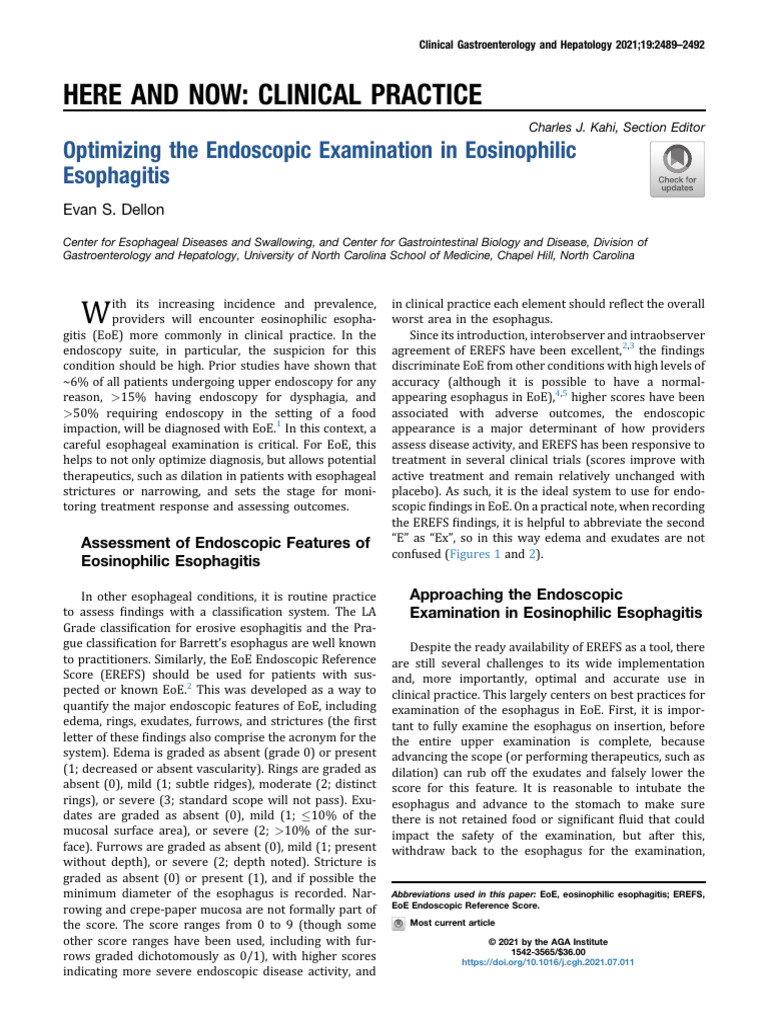 Dellon Optimizing Endoscopic Examination EoE 2021 | PDF