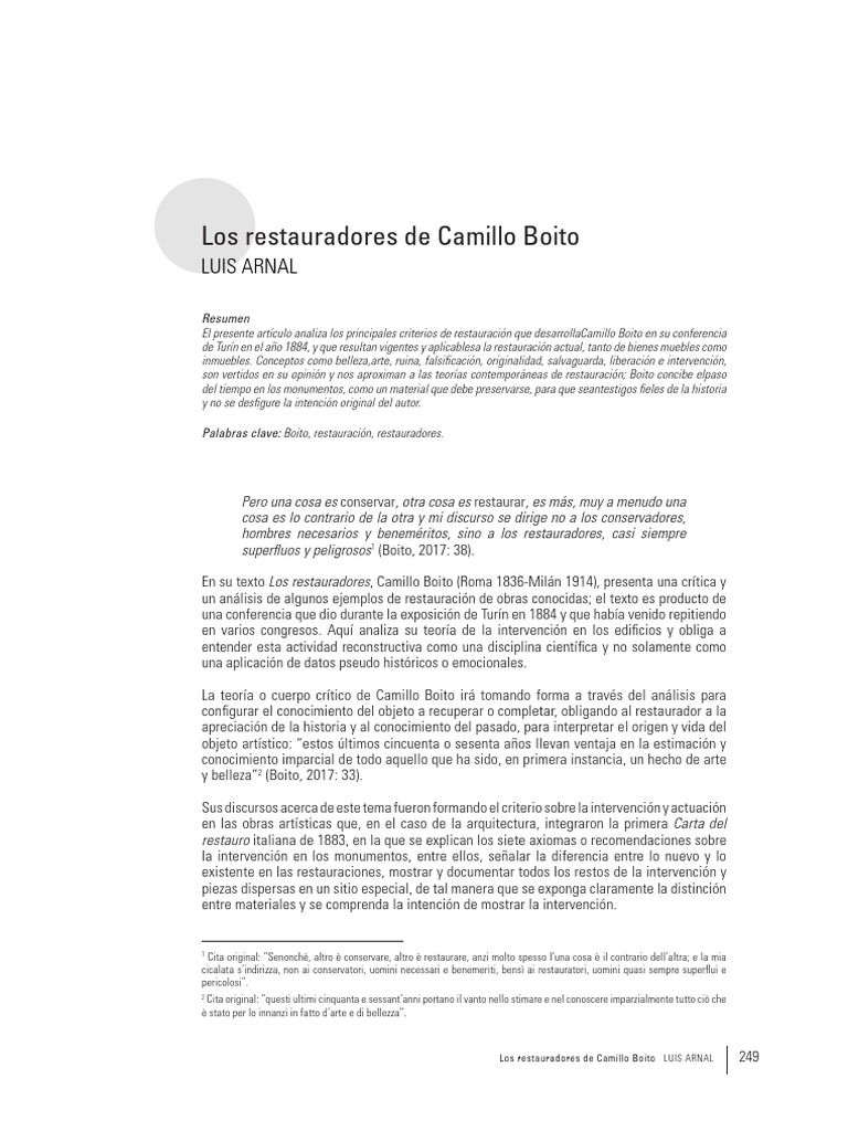 ARNAL. Camilo Boito. | PDF