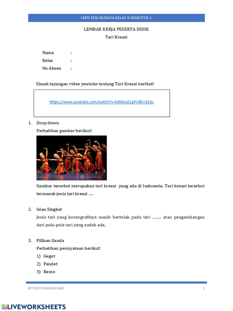 LKPD Seni Tari Kreasi | PDF