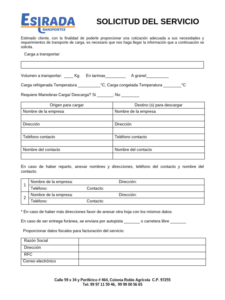 Carta Solicitud de Servicio | PDF