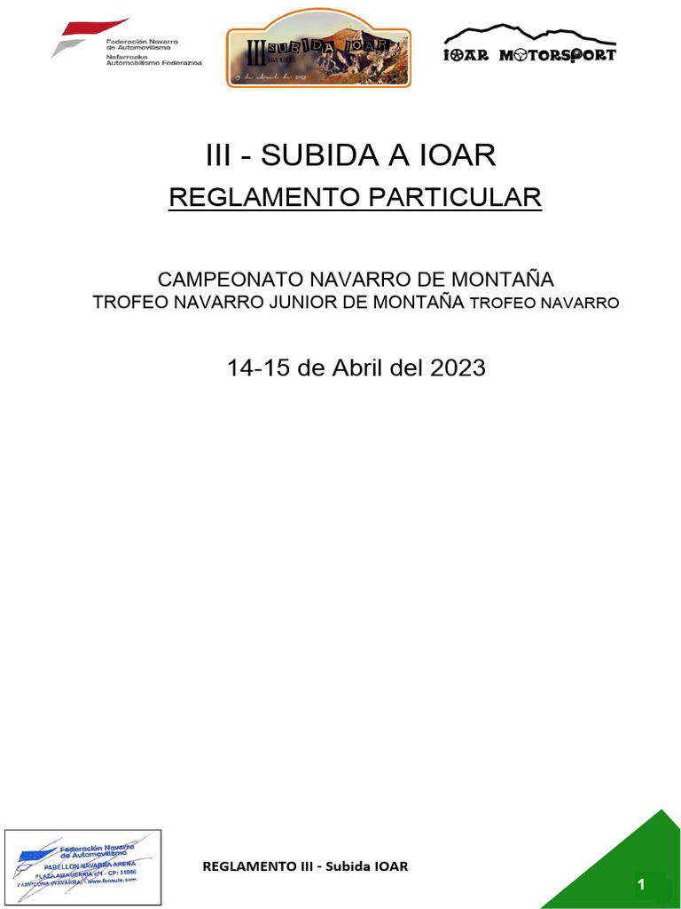 REGLAMENTO Subida Ioar 2023 PF Aprobado 15 03 23 | PDF